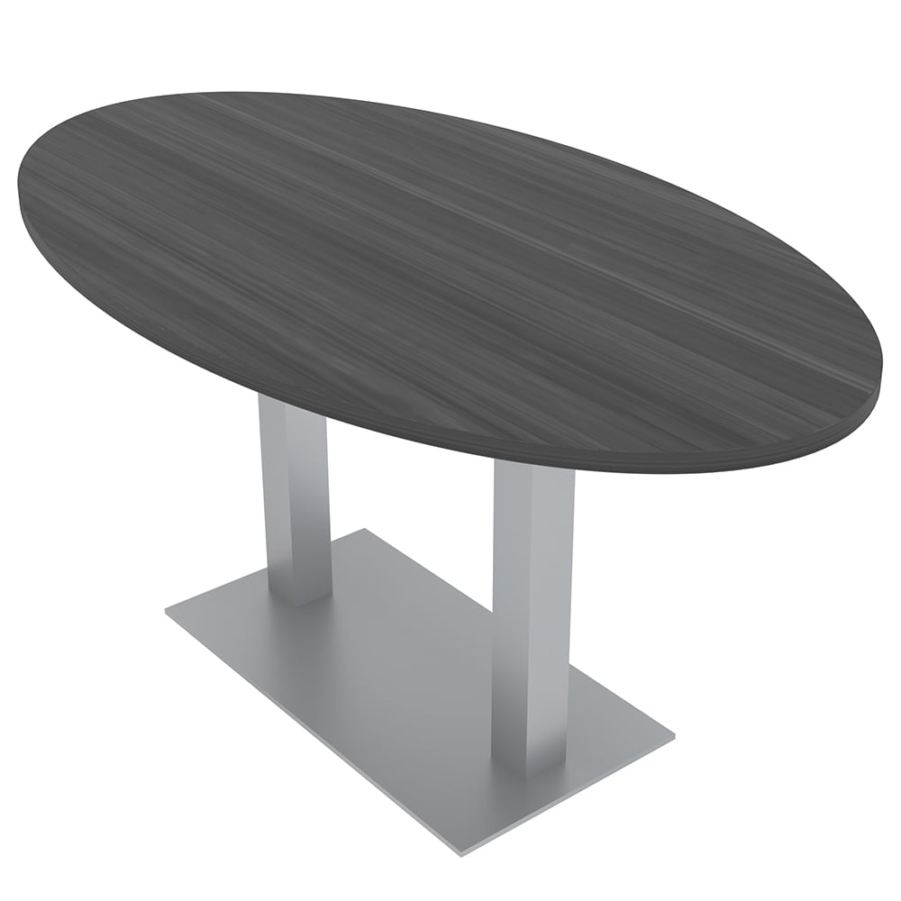 3X6 Oval Conference Room Table With Square Metal Base Electrical Unit ...
