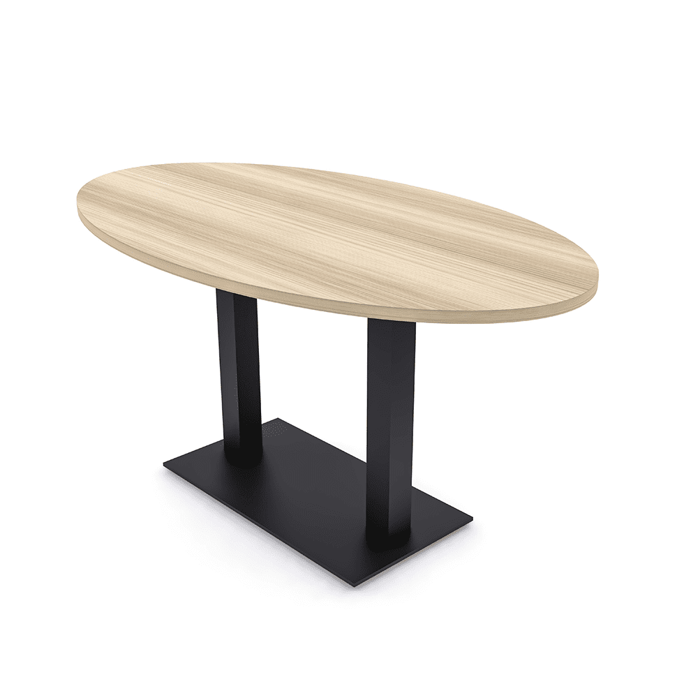 3X6 Oval Conference Room Table With Square Metal Base Electrical Unit ...