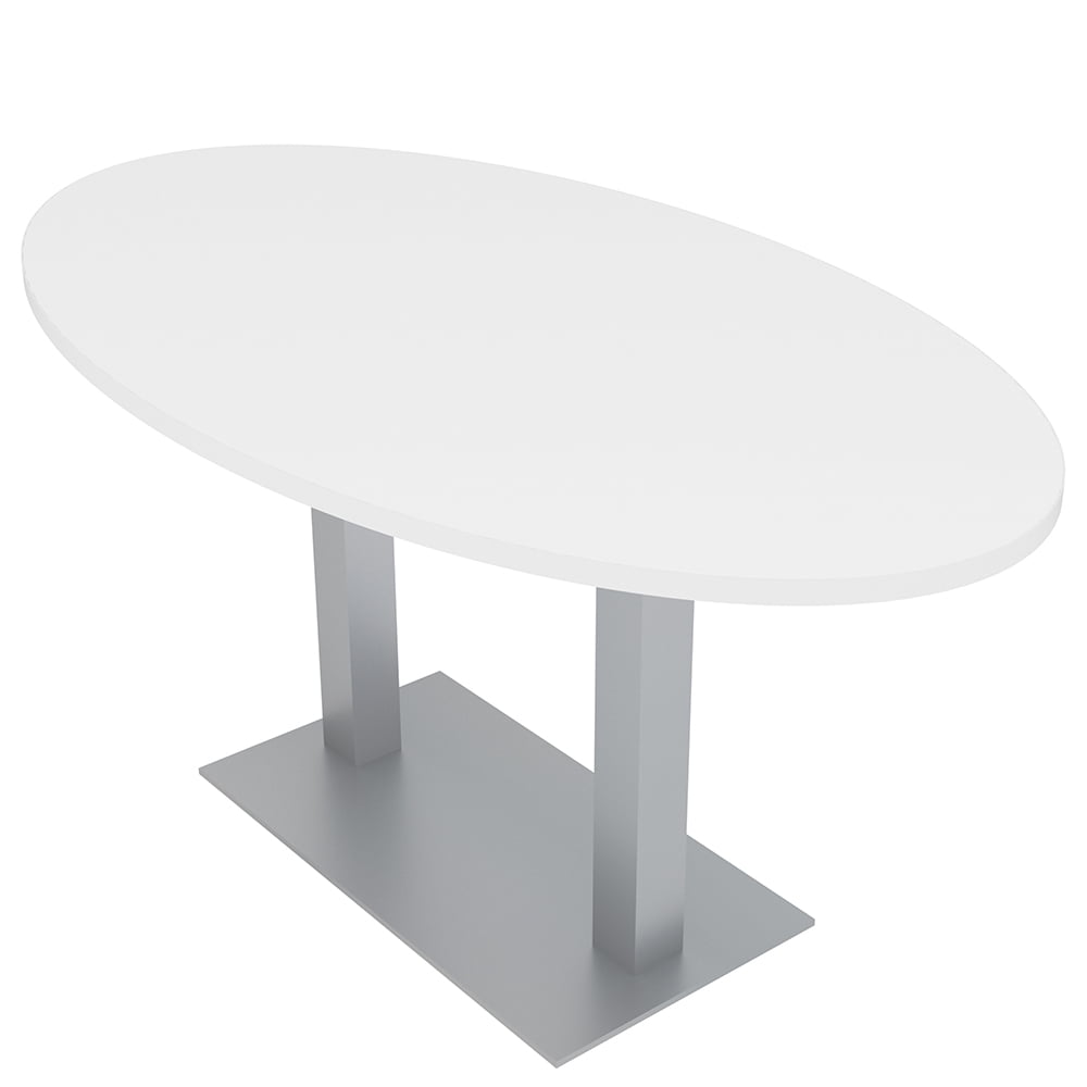 3X6 Oval Conference Room Table With Square Metal Base Electrical Unit ...