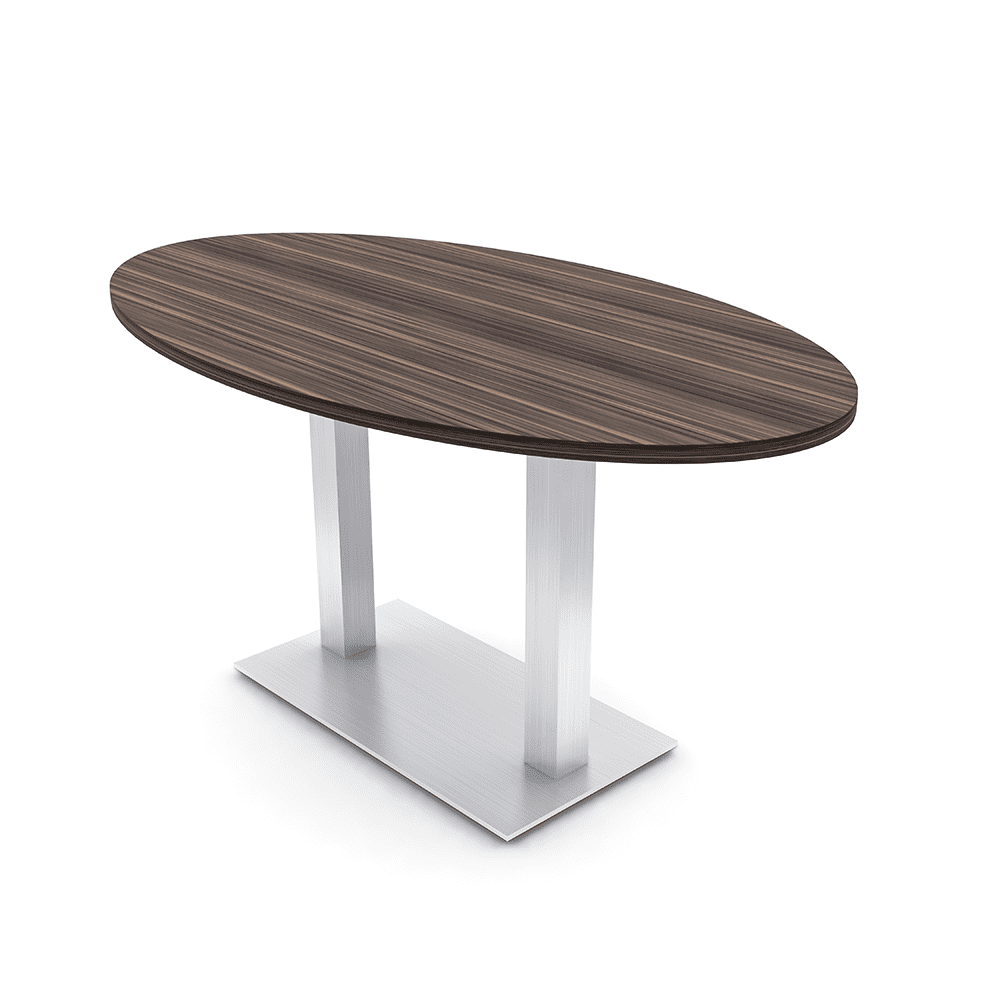 3X6 Oval Conference Room Table With Square Metal Base Electrical Unit ...