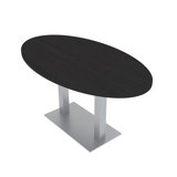 3X6 Oval Conference Room Table With Square Metal Base Electrical Unit ...