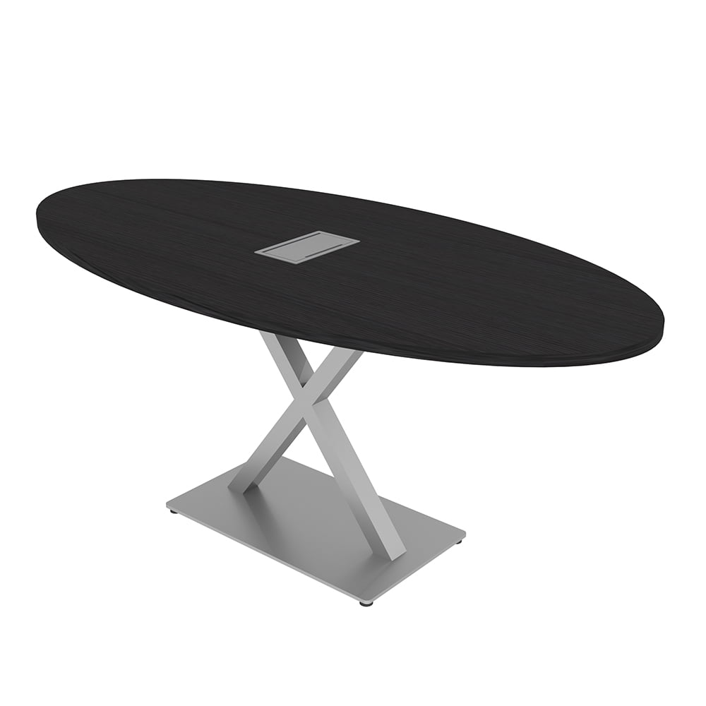 3X6 Oval Conference Room Table With X Base Electrical And Data Unit ...