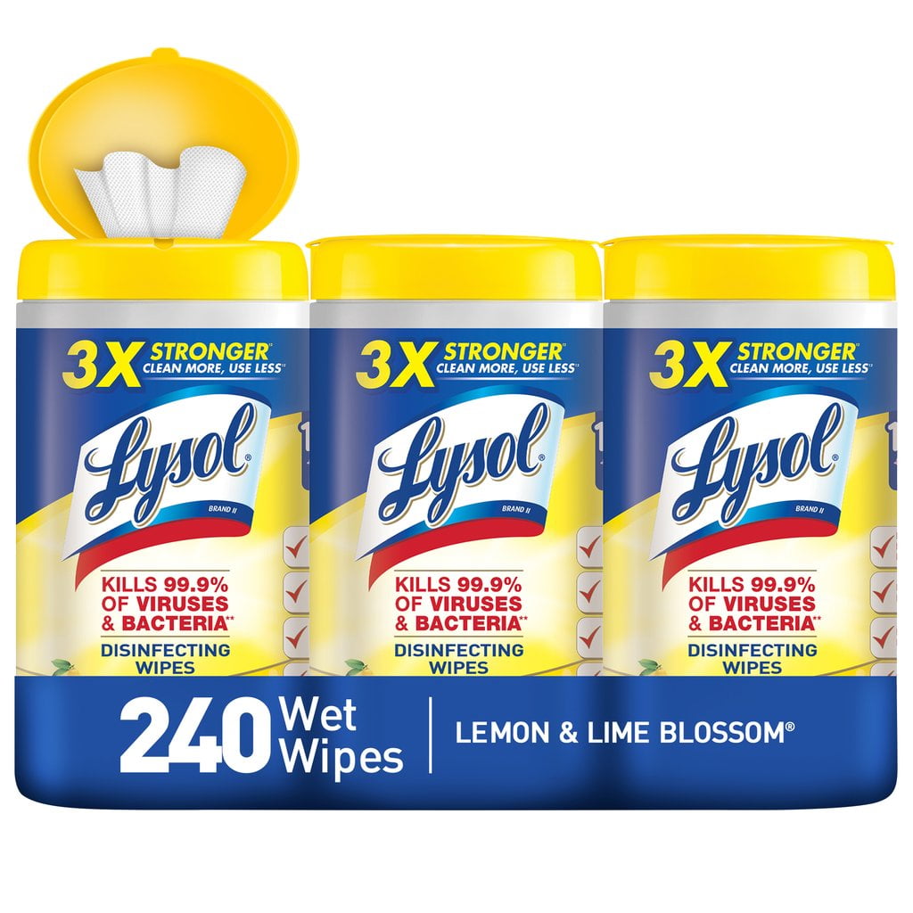 Lysol Wet Disinfectant Value Pack, Lemon & Lime Blossom, 3x80ct Wipes, 240ct Total - Walmart.com