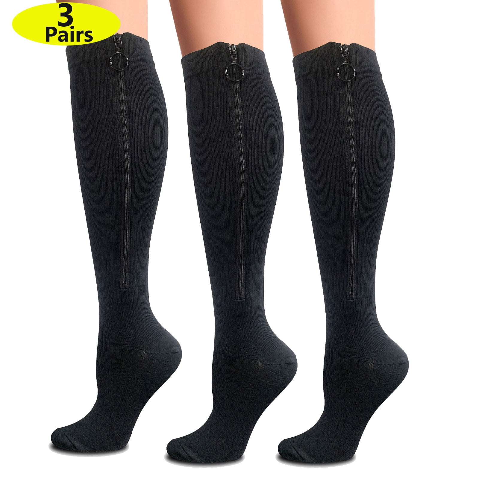 3XL(3 Pack) Big & Tall Zipper Compression Socks for Women Men, 20 ...