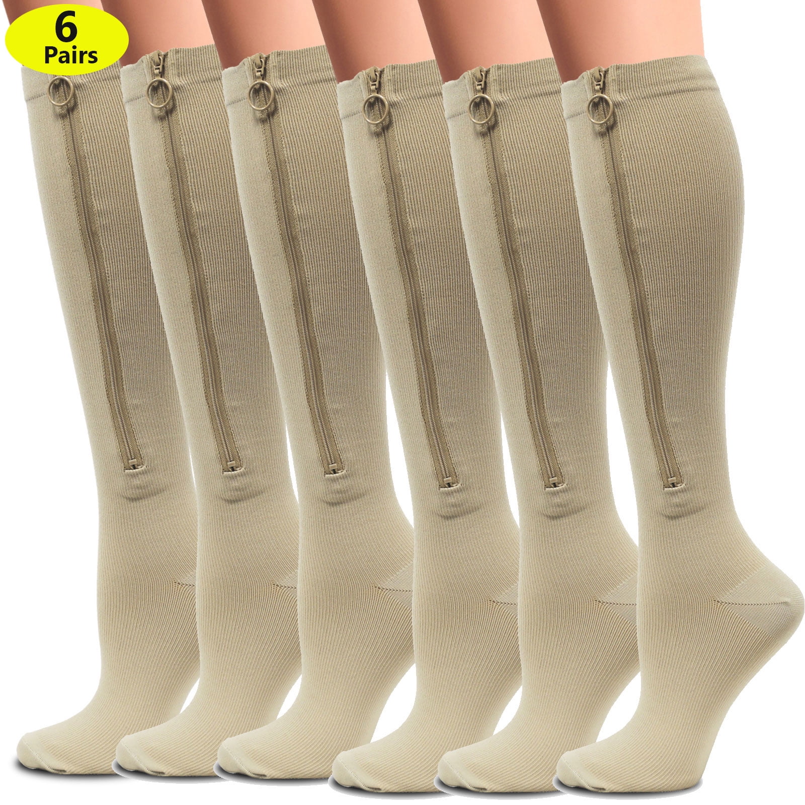ChYoung 3XL(6 Pack) Zipper Compression Socks for Men & Women, 20-30mmHg ...