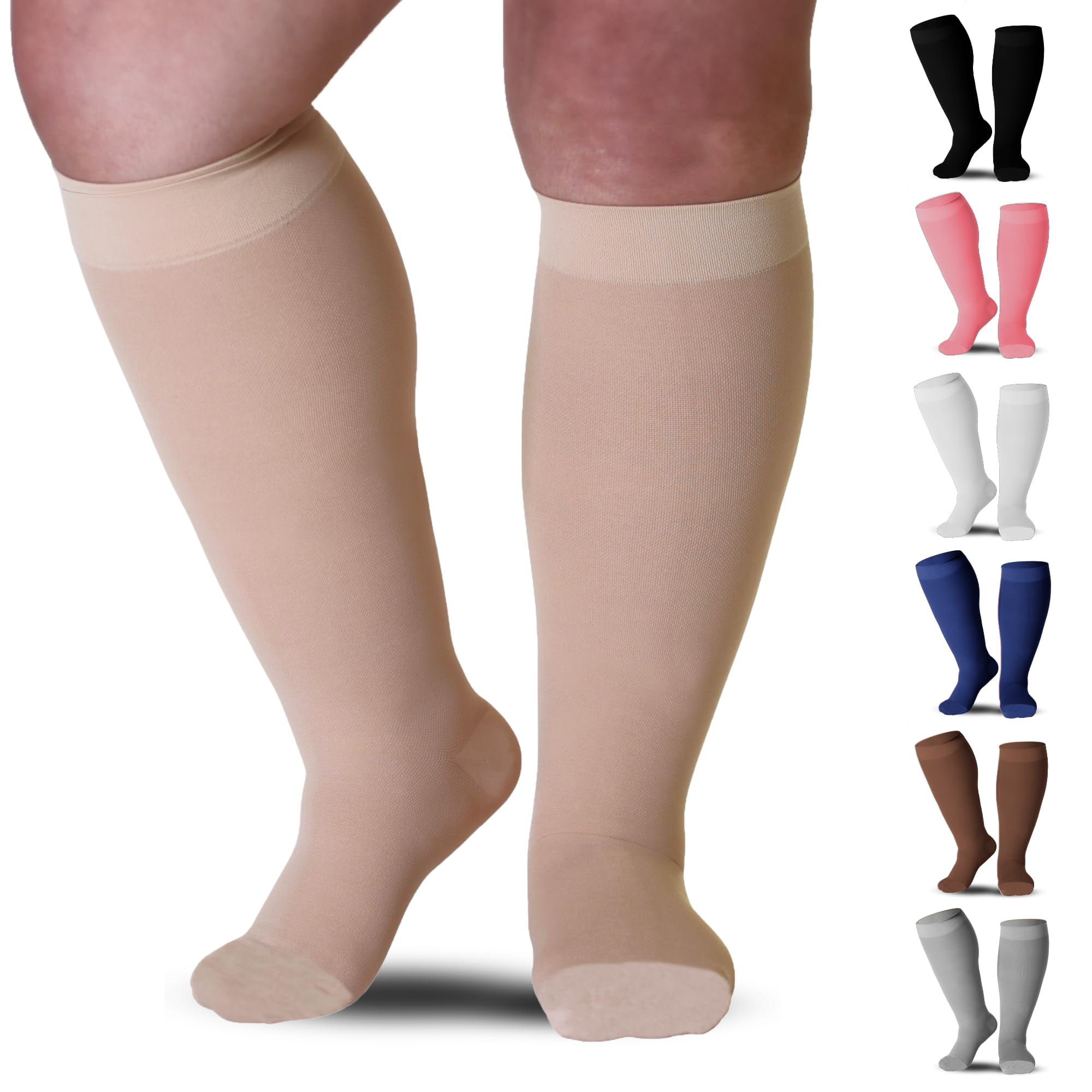 Mojo 3XL Unisex Medical Grade Compression Socks 20-30 mmHg, Wide Calf ...