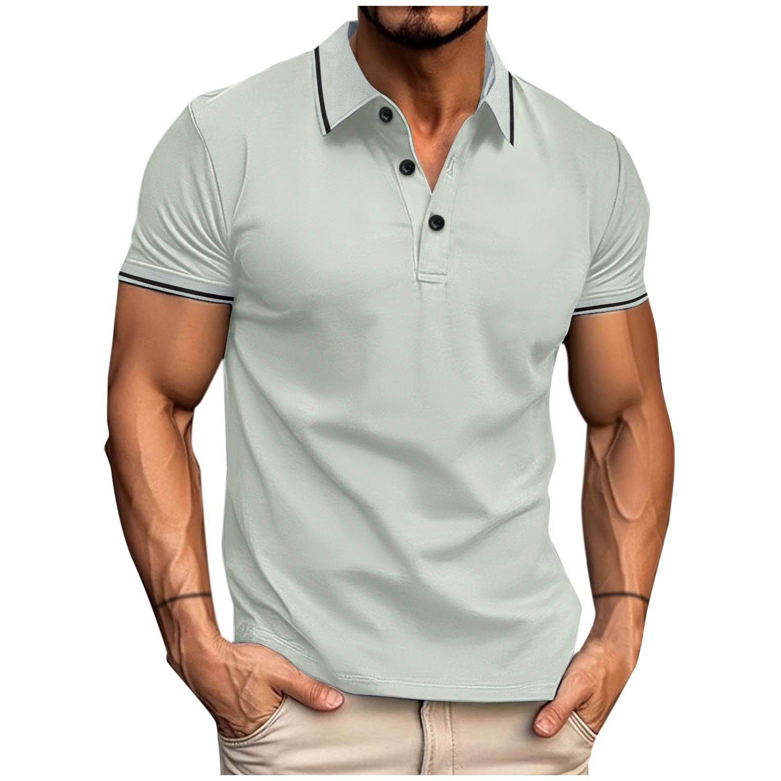 3XLT Men's Polo Shirts With Pocket Casual Fashion Solid Button Pullover ...
