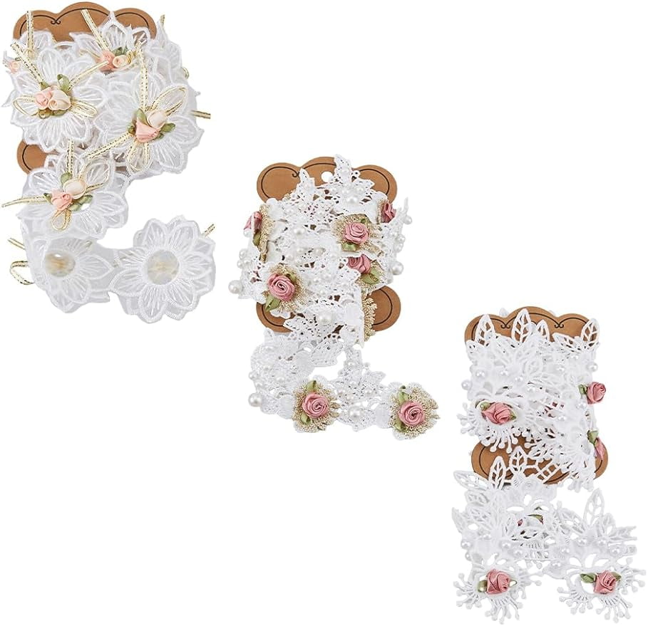 3Yards 3Styles Flower Lace Trim 59mm Polyester Flower Lace Ribbons with ...