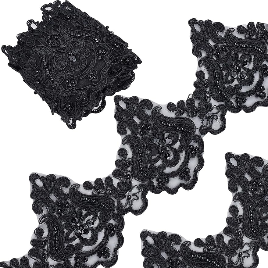 3Yards 5Inch Black Polyester Lace Trim Inelastic Embroidery Trims ...