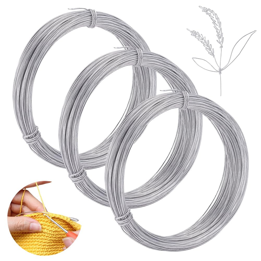 3bundles Round Iron Wire with Plastic Coated Silver 1.2mm about 21.87 ...