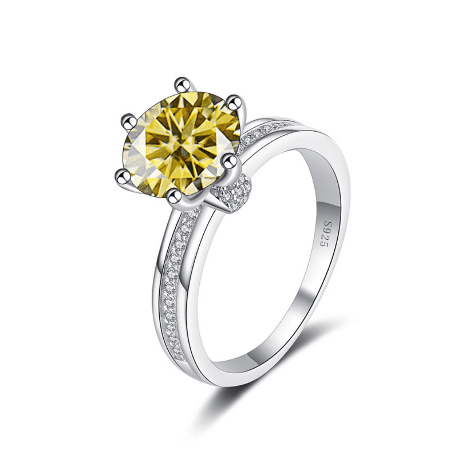 3ct D Color Moissanite Rings for Women 925 Sterling Silver Flower Rings Round Cut Yellow/Blue ...