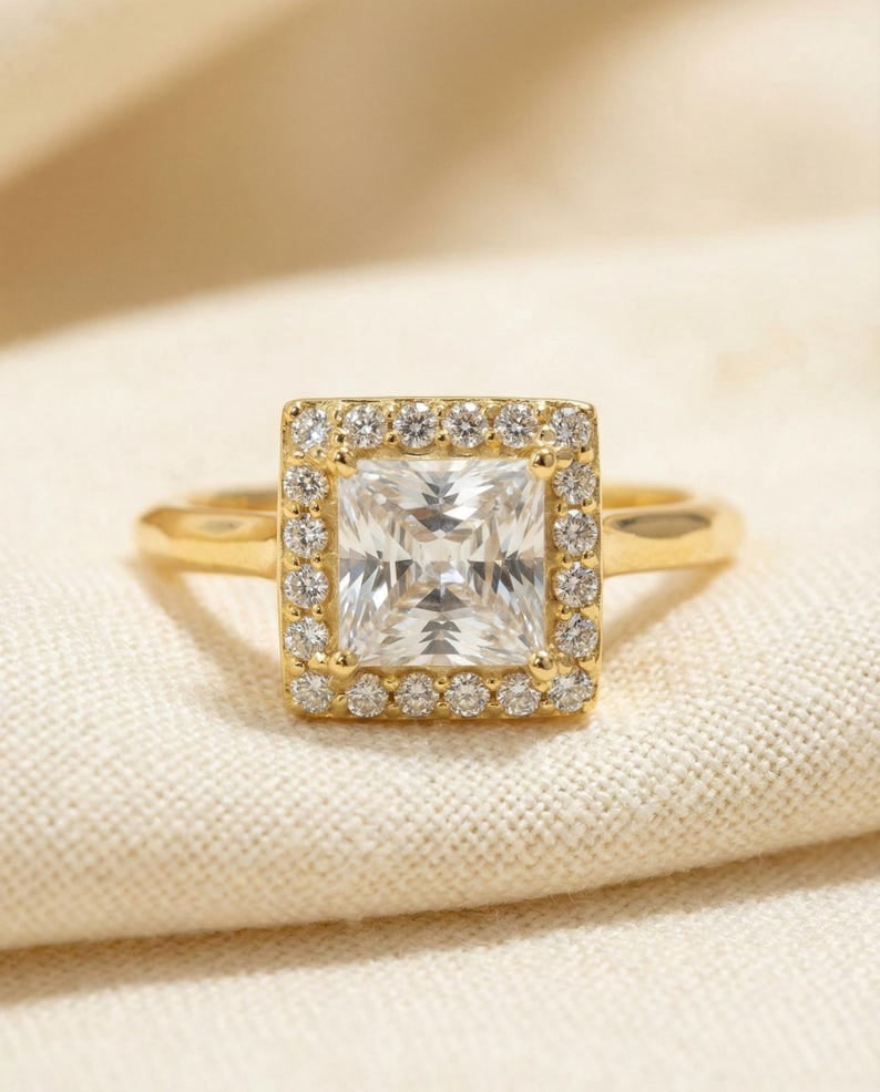 3ct Princess Cut Moissanite Diamond Engagement Ring VVS1 Diamond ...