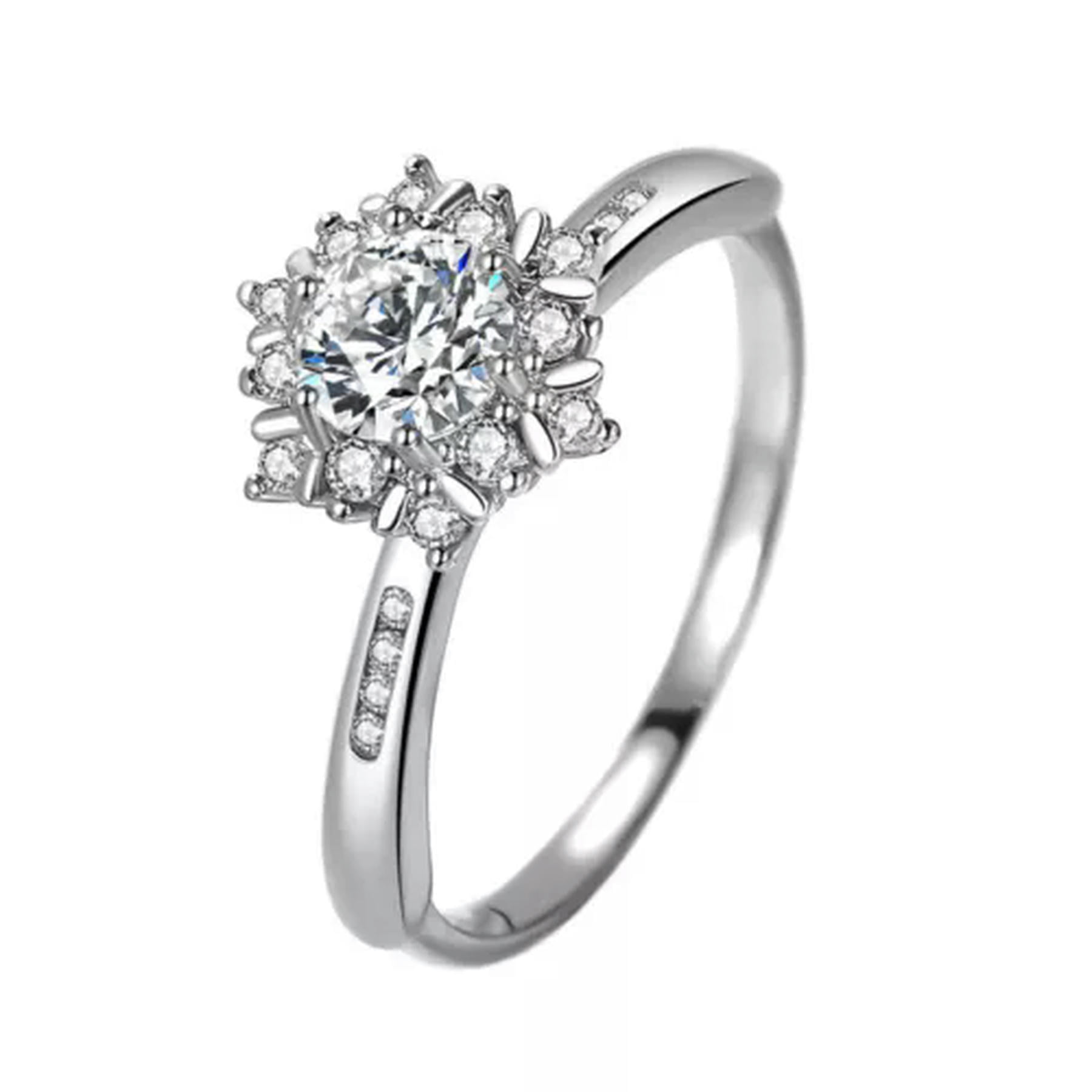 3ct Women's Snowflake Band Wedding AAA CZ 925 Silver Engagement Ring Sz 4-9 - Walmart.com