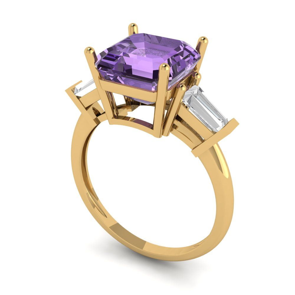 3ct asscher cut alexandrite 18k yellow gold 3 stone Bridal Wedding ...