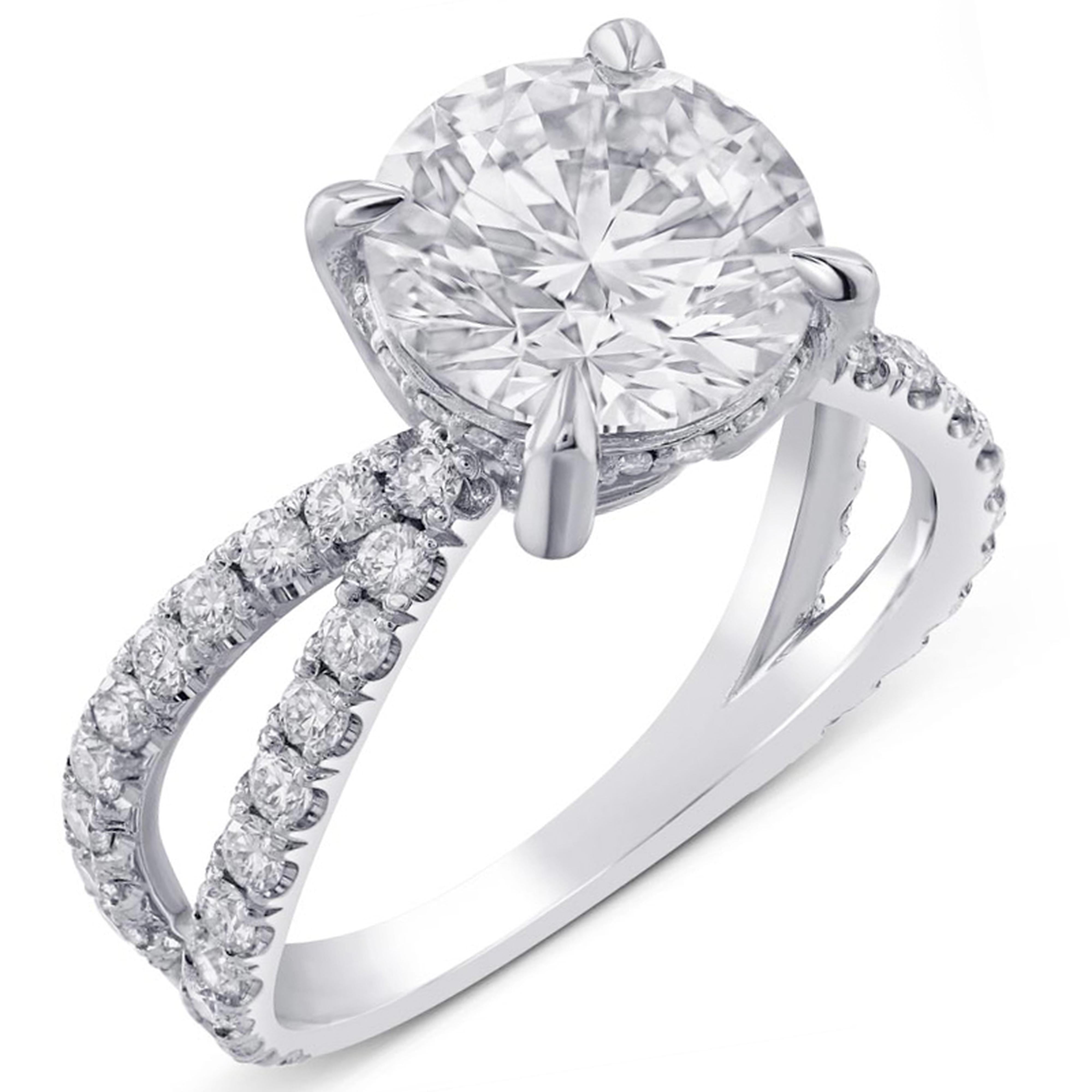 3ctw Round Cut Twisted Shank Diamond Engagement Ring R280 - Walmart.com