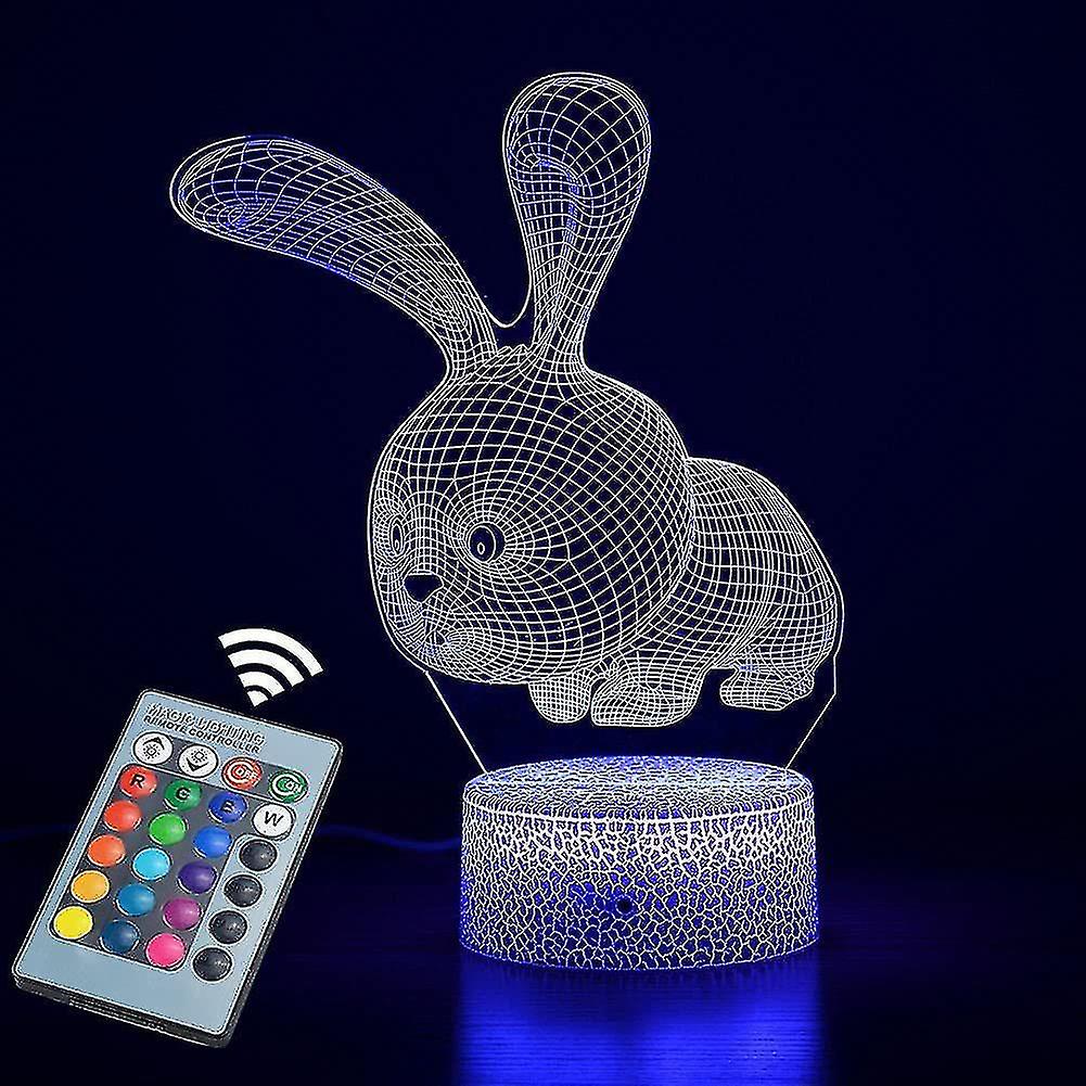 3d 7-color Fat Rabbit Night Light, 16-color Remote Control Night Light ...