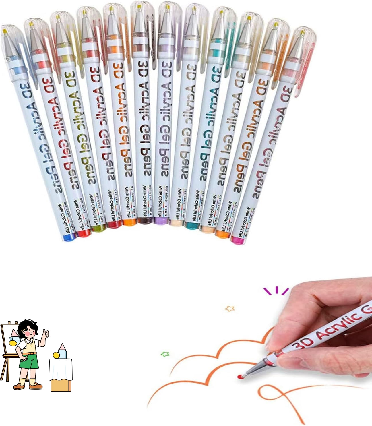 3d Acrylic Gel Pens, 2025 New 3d Acrylic Pen 1.0, Acrylic Paint Markers ...