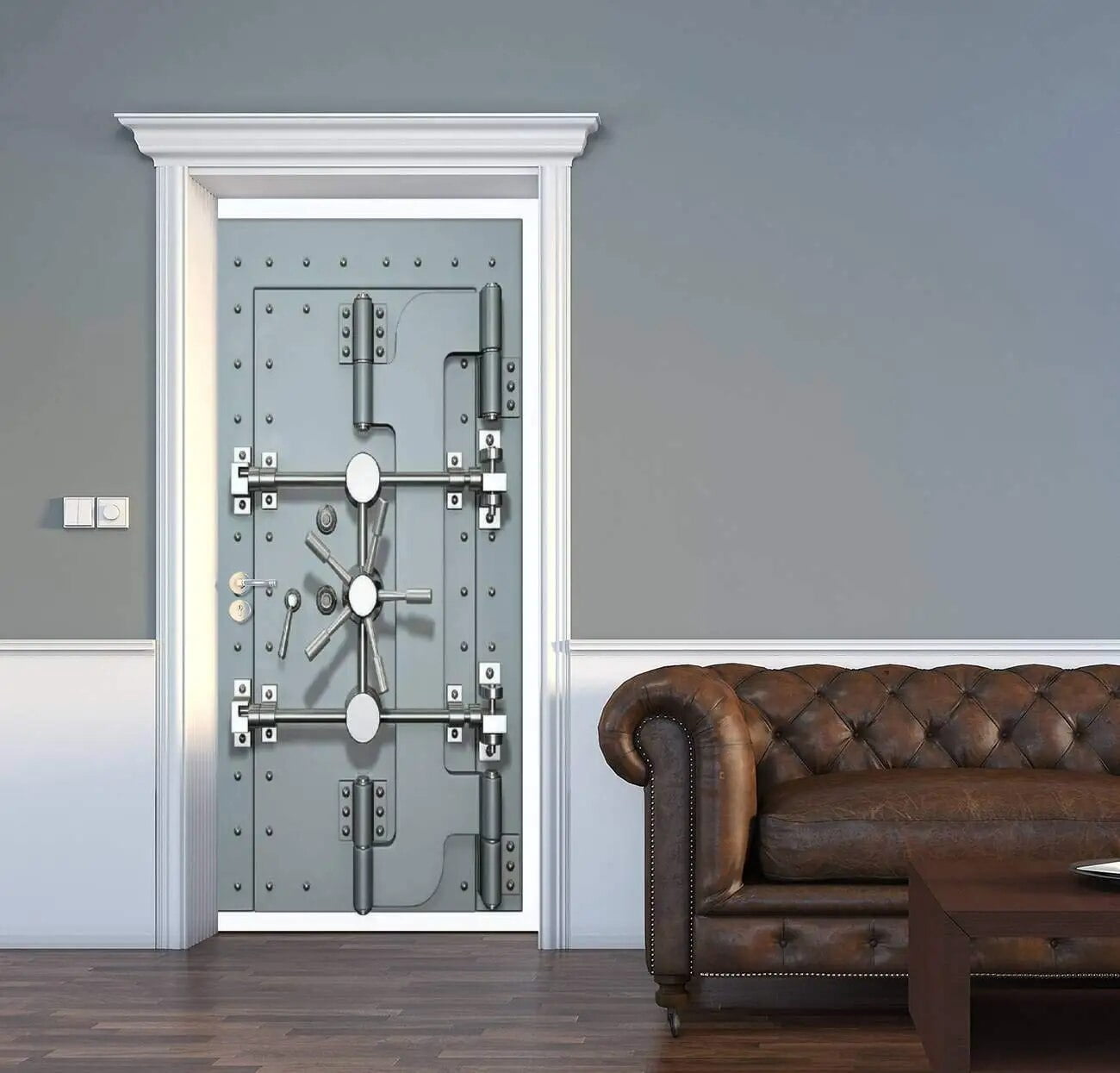 3d Bank Vault Door Metal Door Door Stickers Retro Wall Decals Mural ...