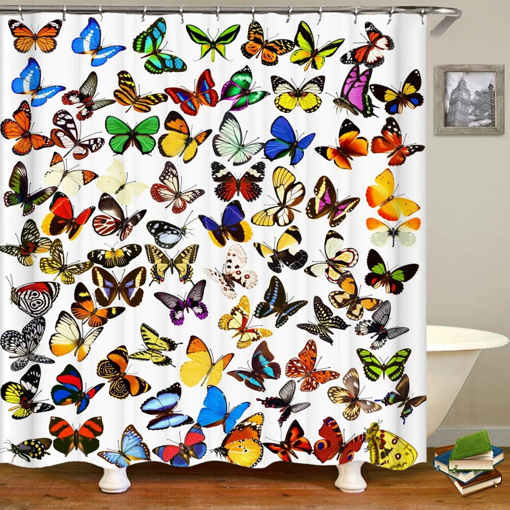 3d Bathroom Curtains Beautiful Butterfly Waterproof Shower Curtains ...