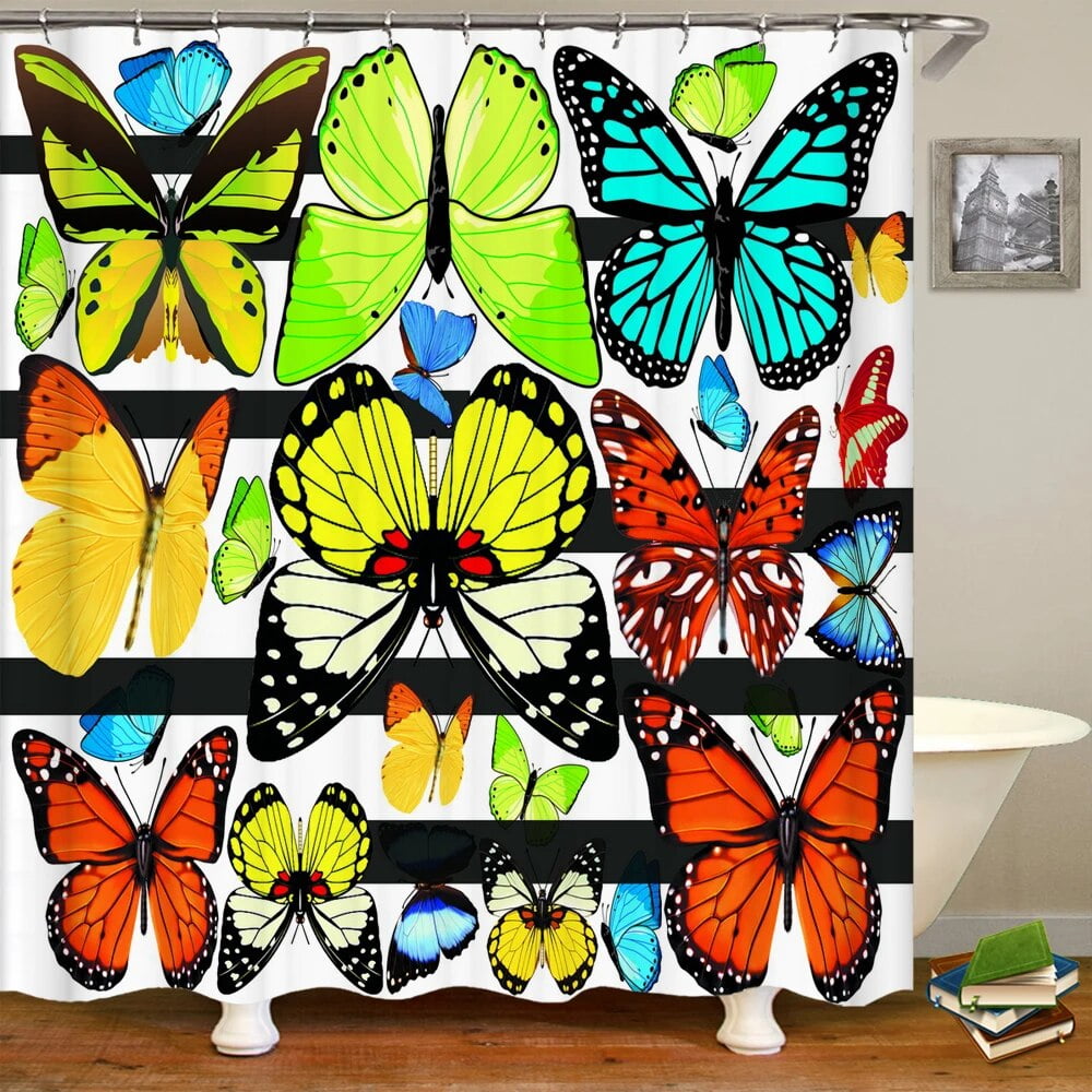 3d Bathroom Curtains Beautiful Butterfly Waterproof Shower Curtains ...