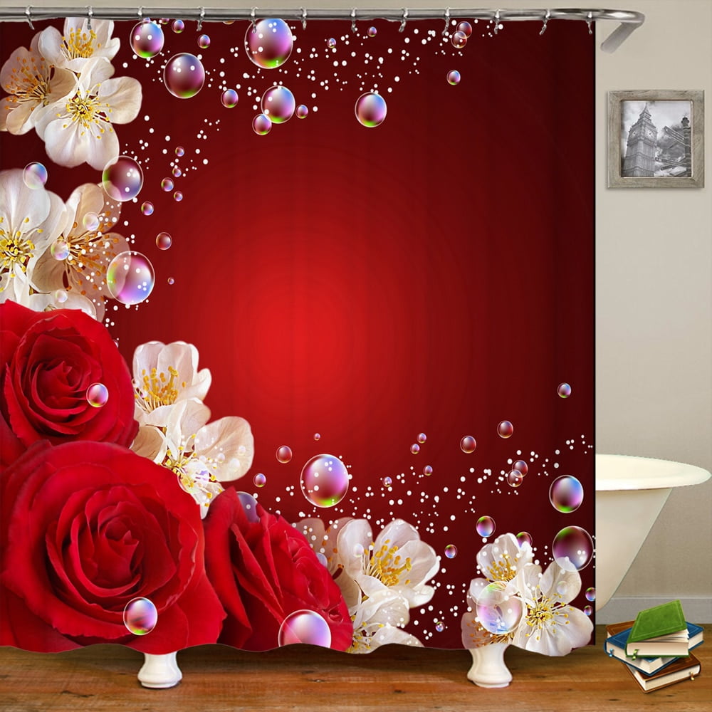 3d Beautiful Rose Flowers Bathroom Shower Curtain Home Decor Curtain
