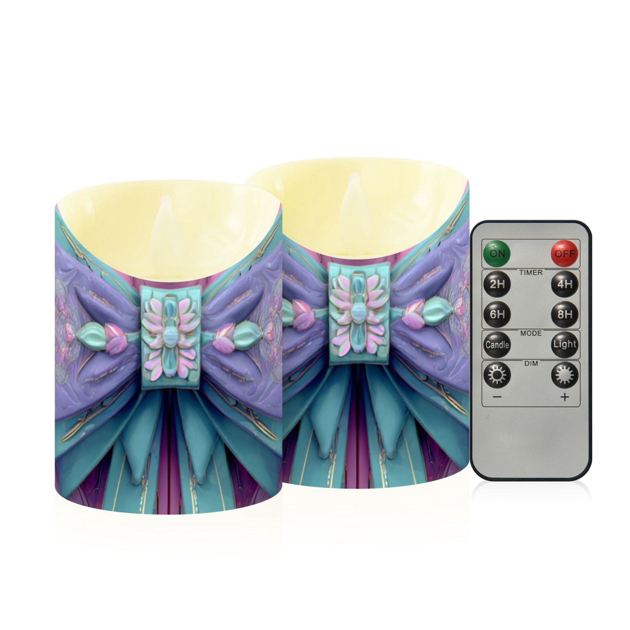 3d Bows Emboss Flickering Flameless Candles with Remote Timer Battery ...