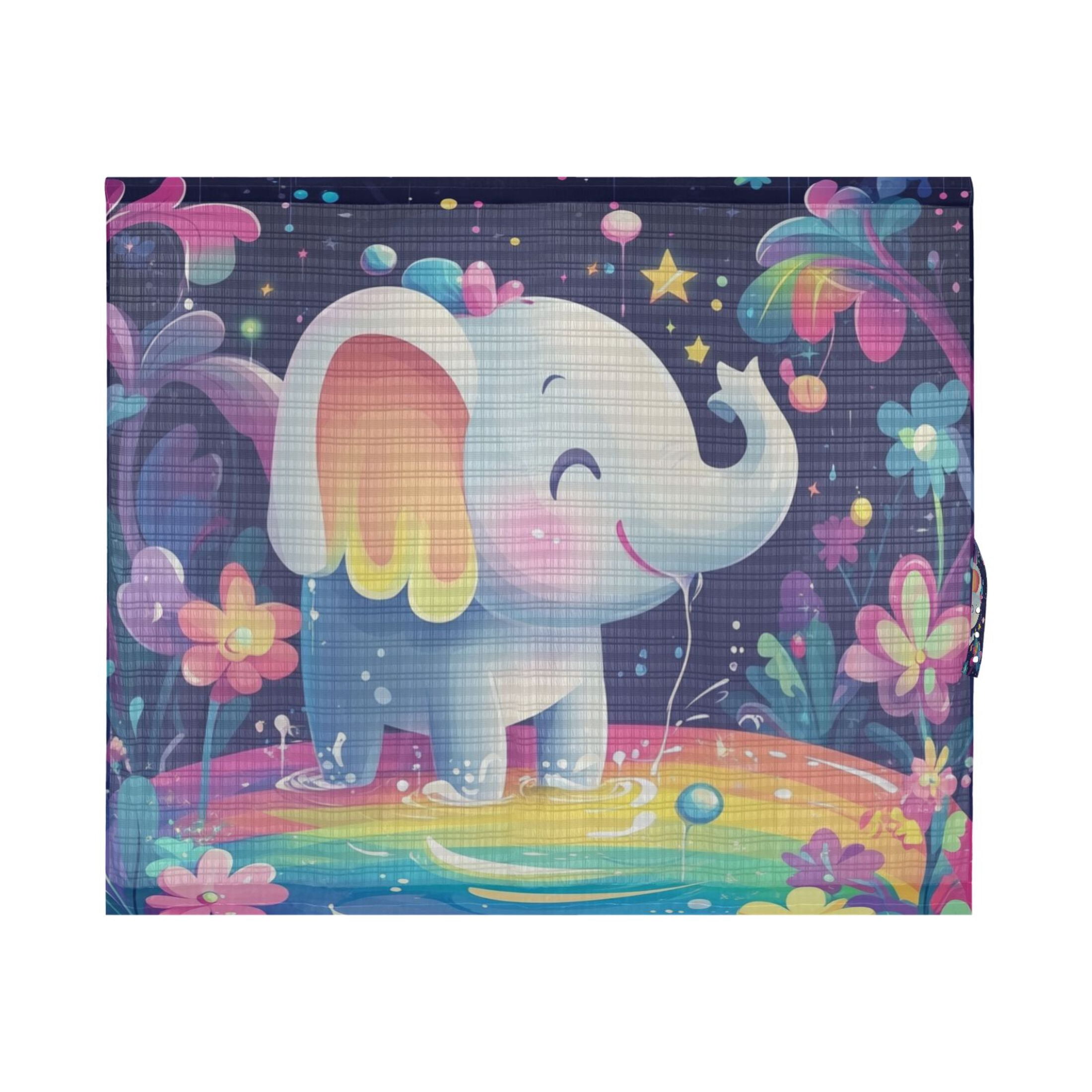 3d Cartoon Style Elephant Door Panels 25x72in Breathable Mesh Privacy ...
