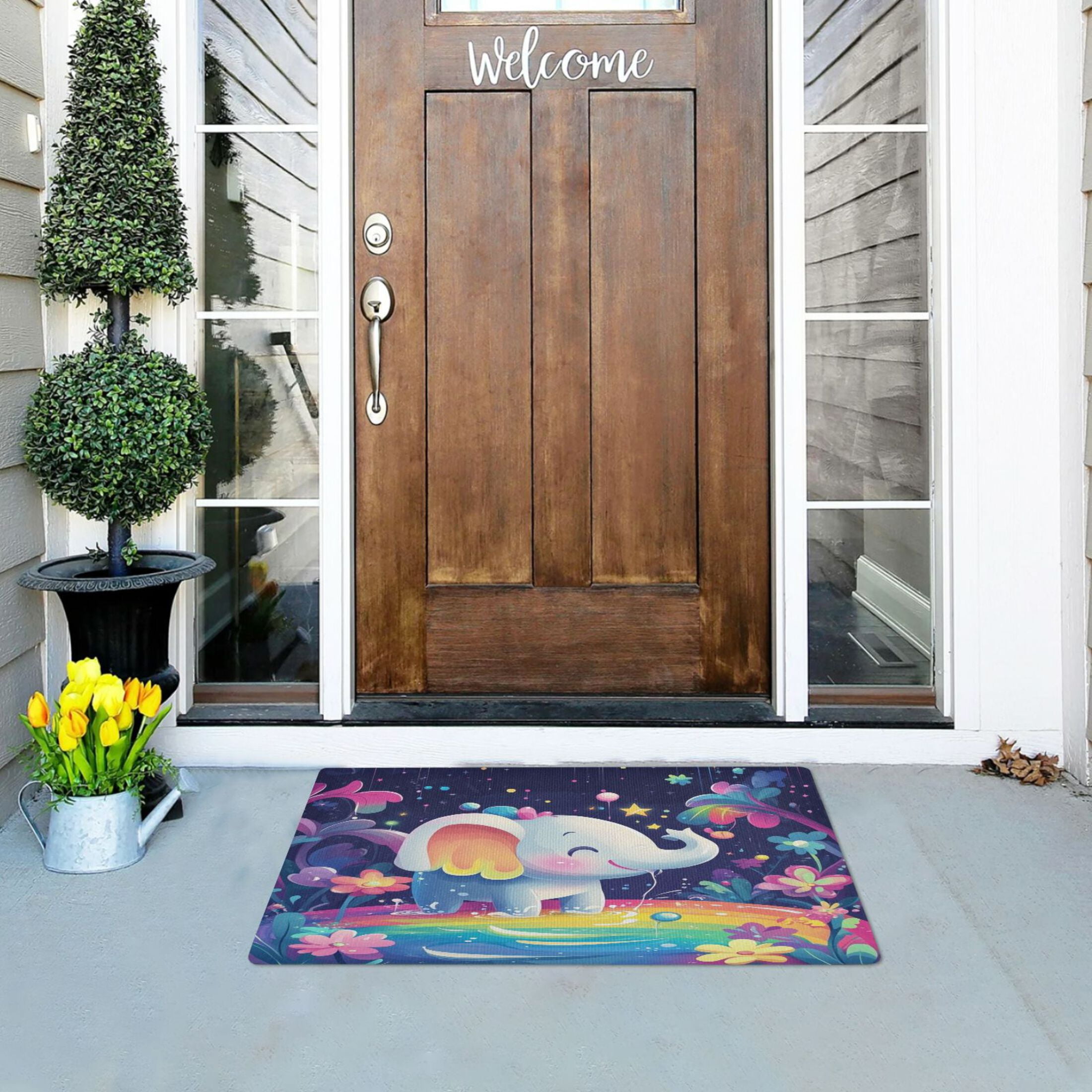 3d Cartoon Style Elephant Versatile Absorbent Door Mat, Non-Slip, Easy ...