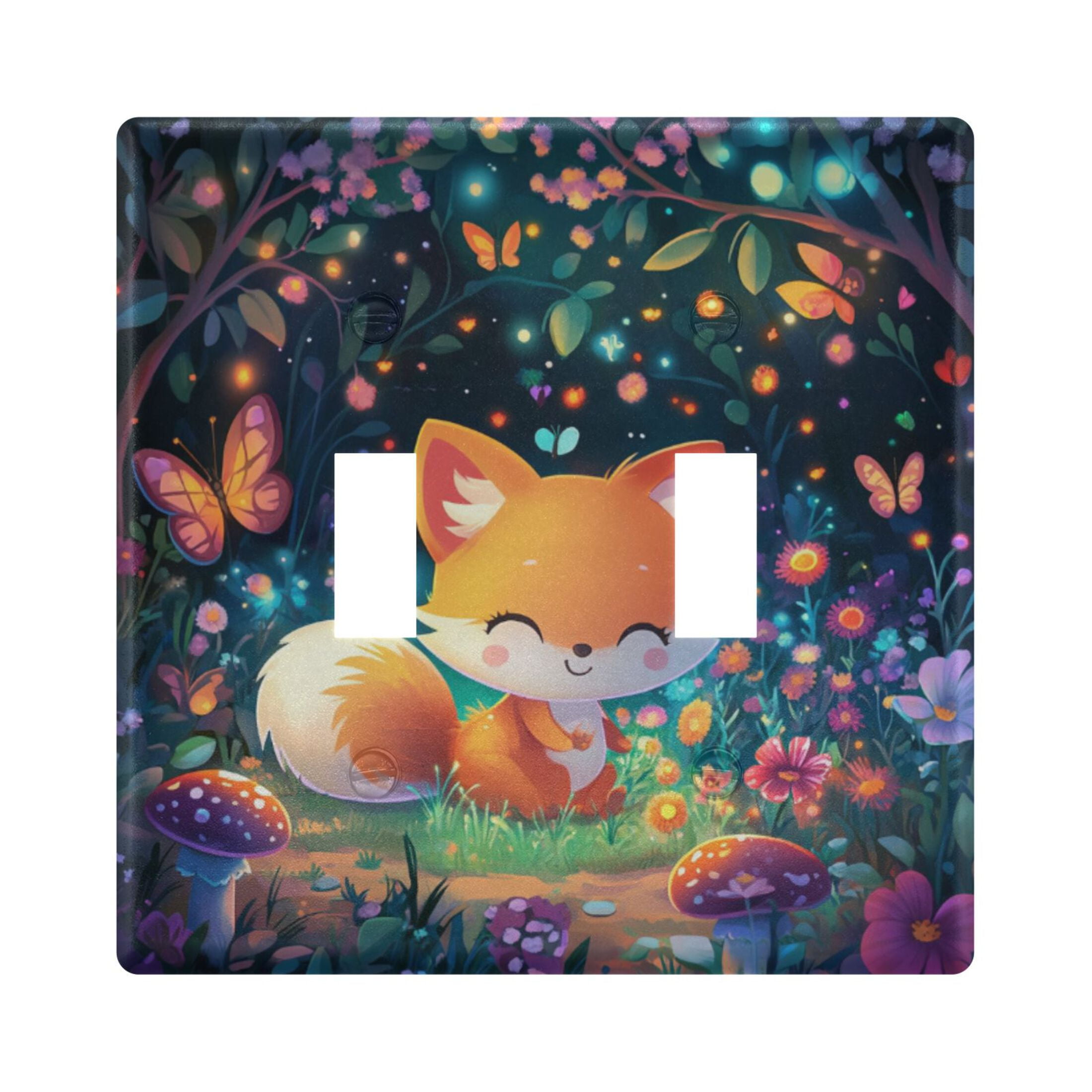 3d Cartoon Style Fox Fireproof Switch Plate with Rounded Edges 3-Hole ...