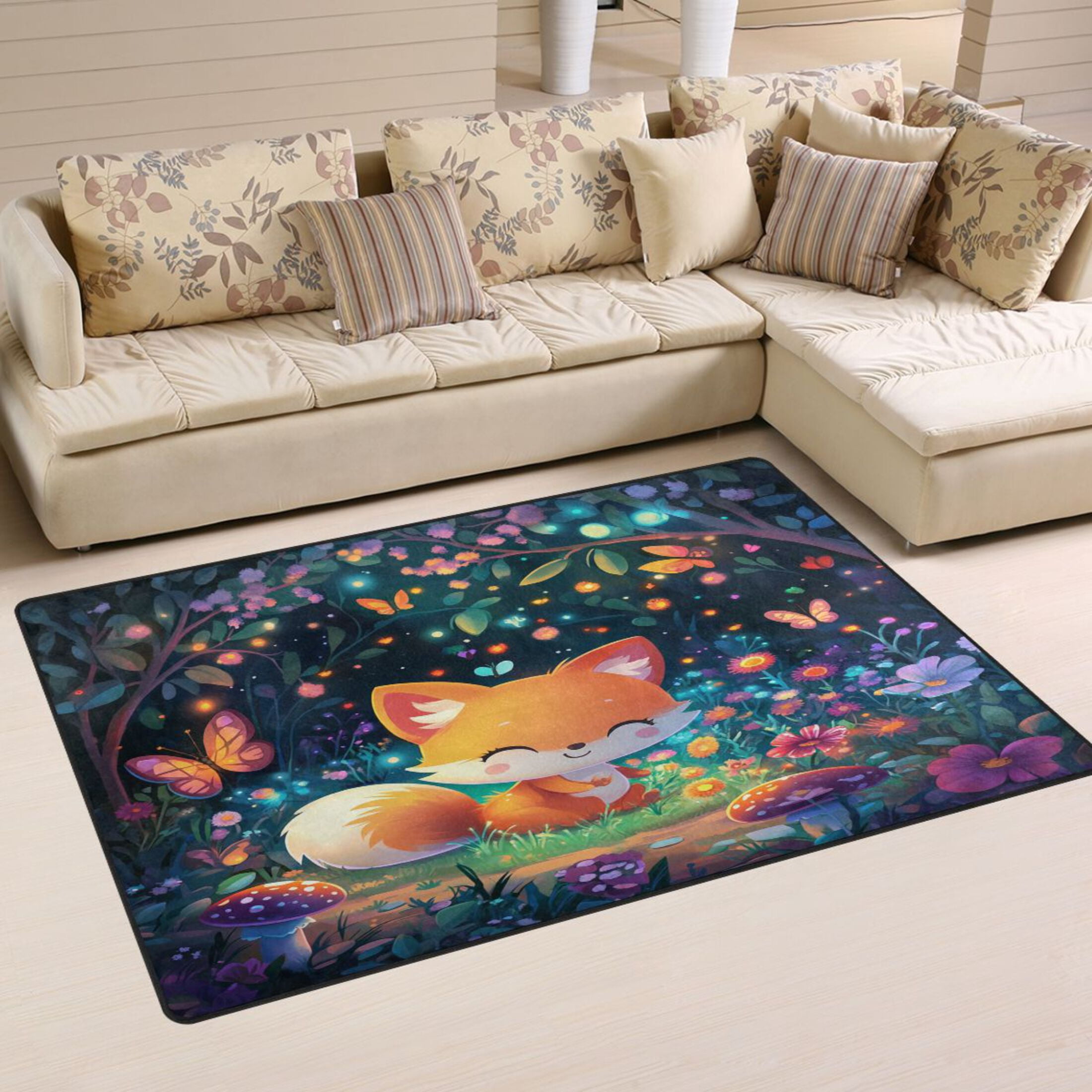 3d Cartoon Style Fox Soft Polyester Area Rug 31''x20'', Non Slip ...