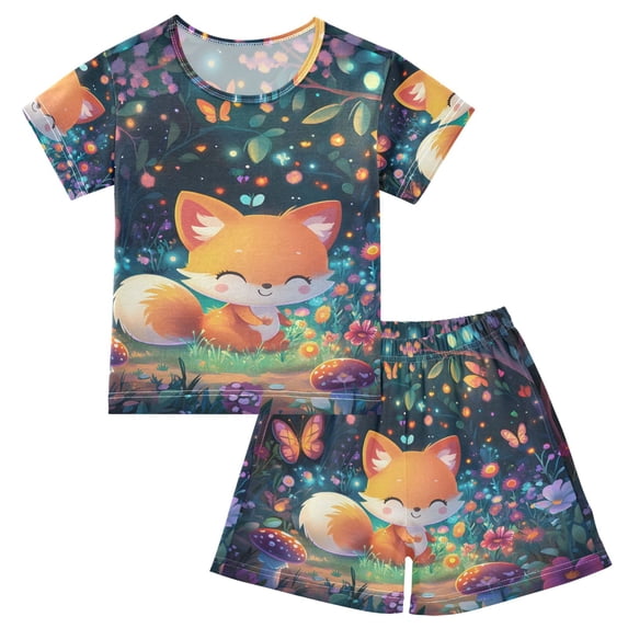 3d Cartoon Style Fox Summer Pajama Set Soft Cotton Short Sleeve ...