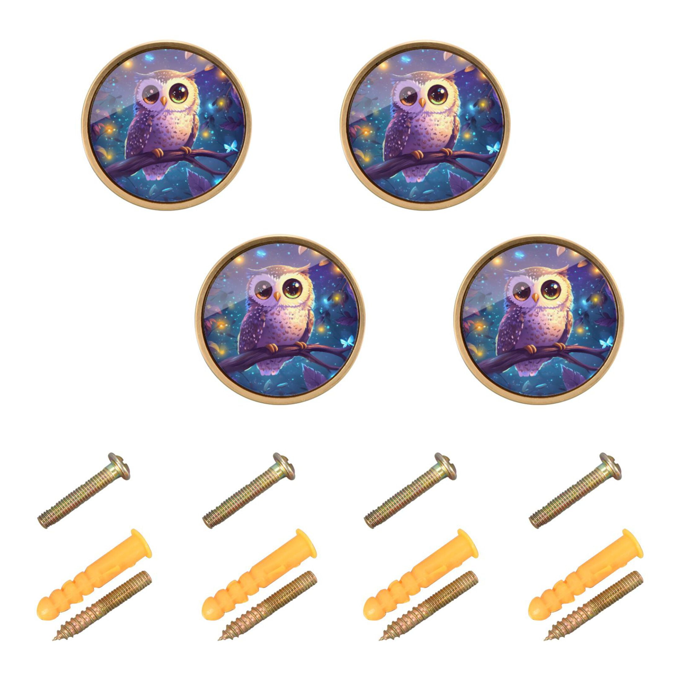 3d Cartoon Style Owl Cabinet Furniture Knobs Drawer Metal Pulls 1.26in ...