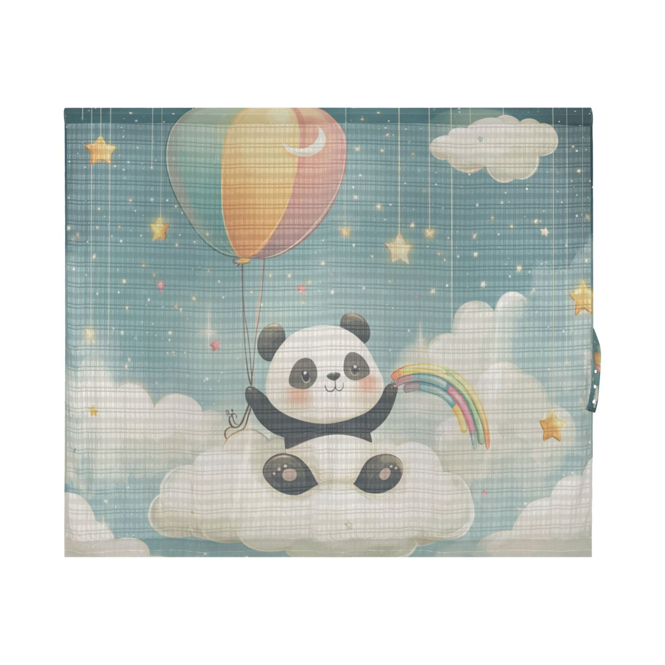 3d Cartoon Style Panda Door Panels 25x72in Breathable Mesh Privacy UV ...