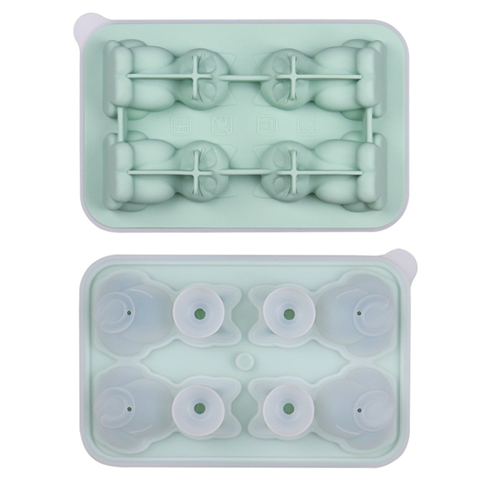 3d Cat Shaped Silicone Ice Cube Tray With Lid 4 Compartments Cat Shaped ...