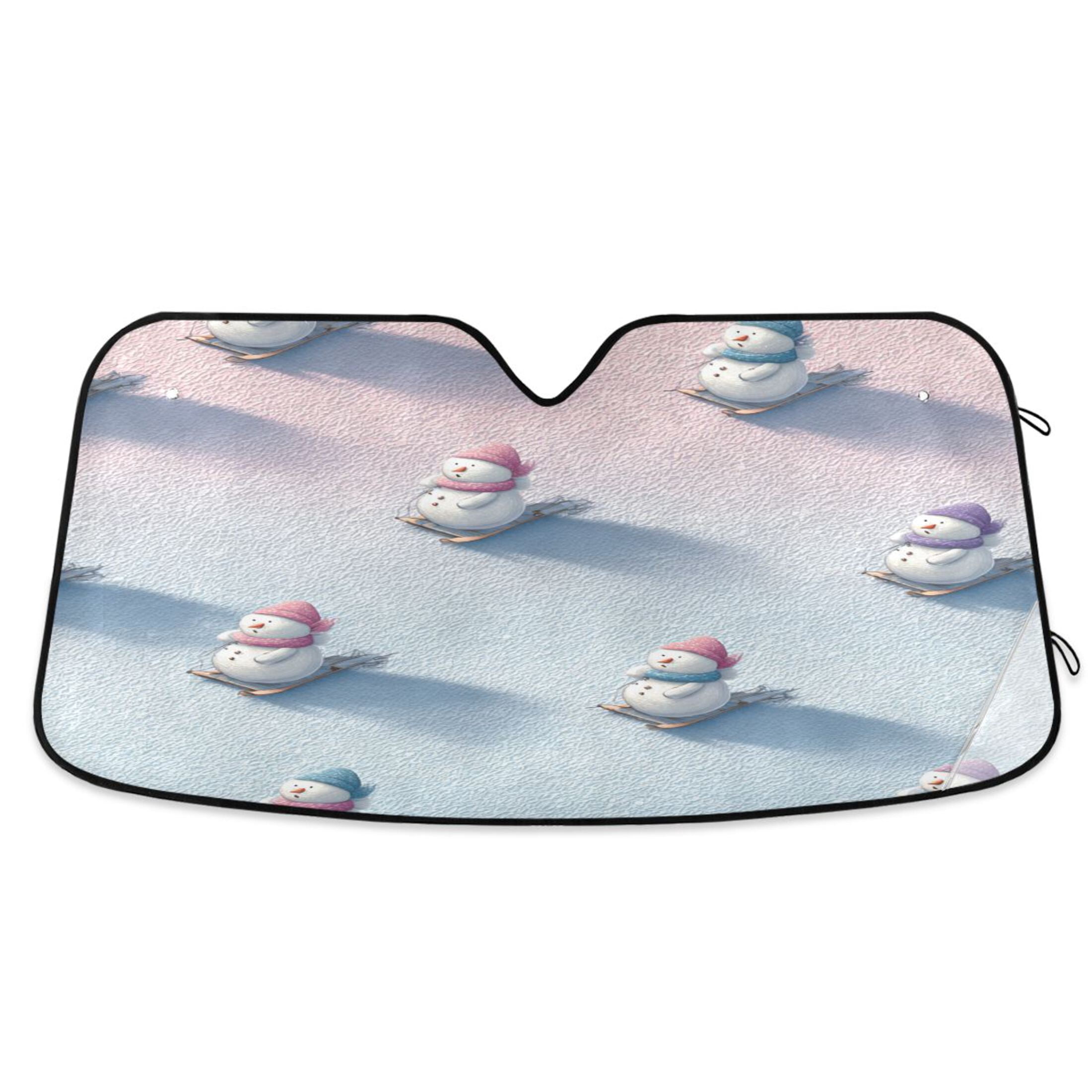 3d Christmas Snowman Sledding Windshield Sun Shade Automobile Visor ...