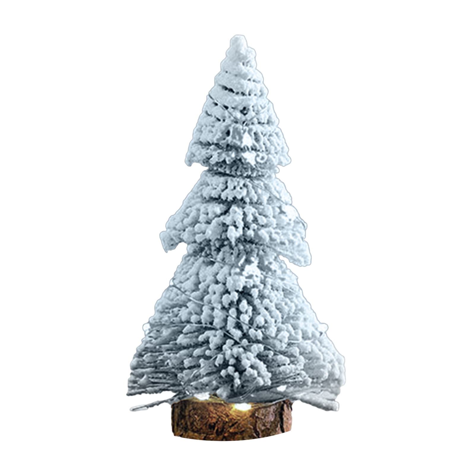 3d Christmas Tree Desktop Miniature Snow Pine Tree with Wooden Base ...