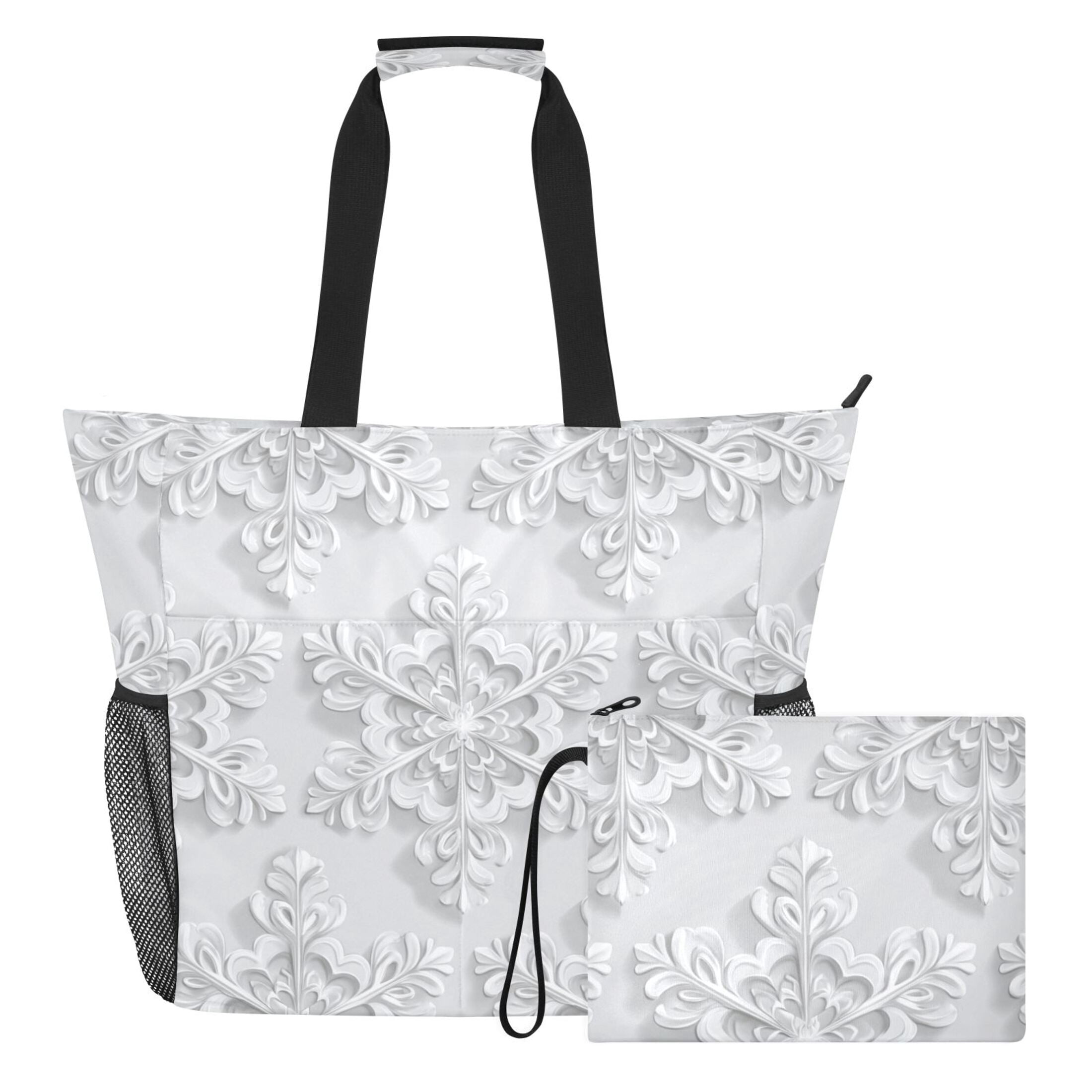 3d Christmas White Snowflakes Beach Bag Travel Tote Bag Reusable ...