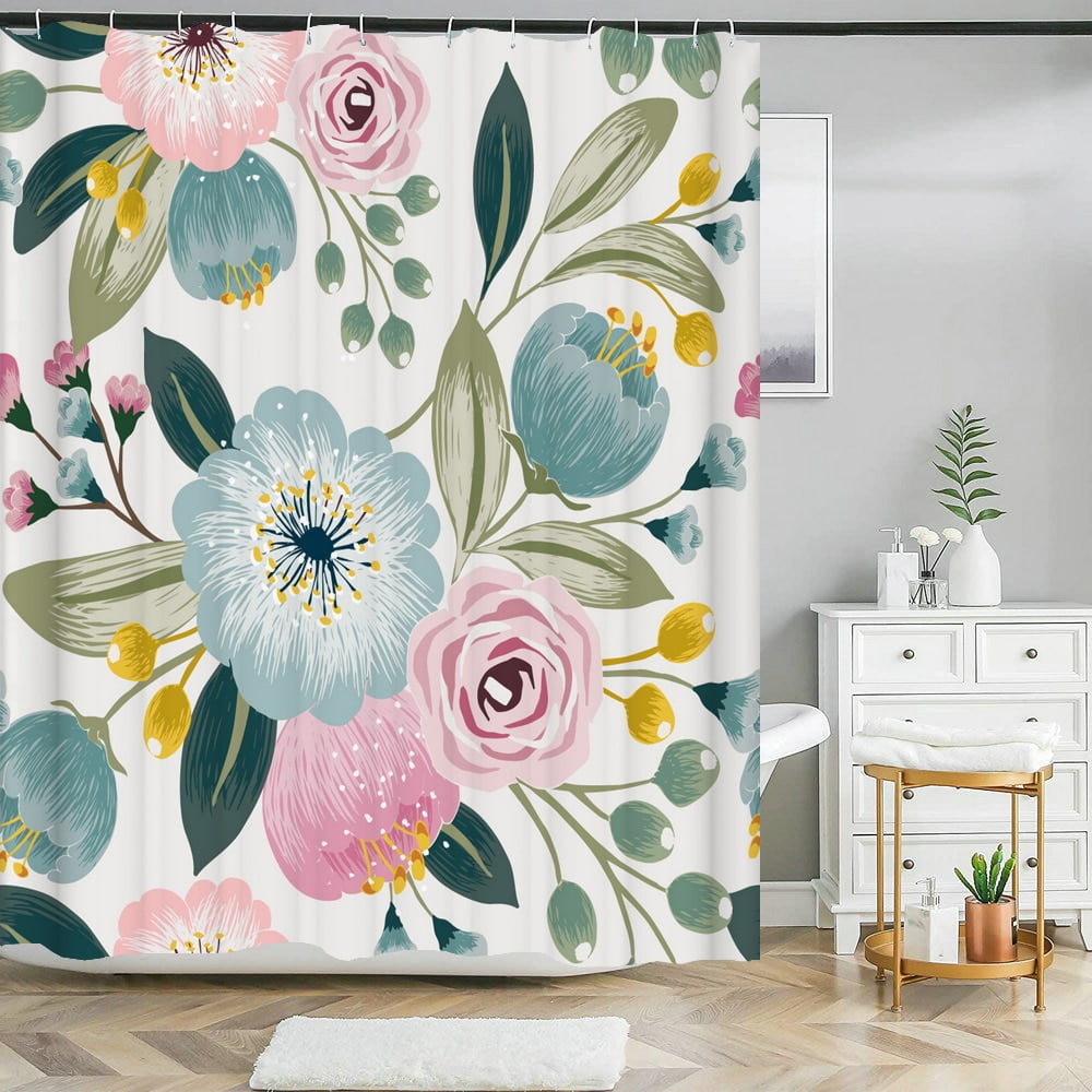 3d Colorful Flowers Leaves Birds Printing Bathroom Waterproof Shower ...