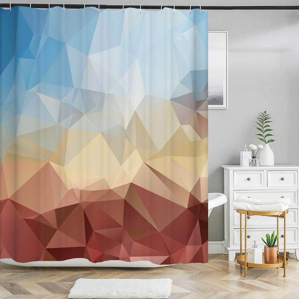 3d Colorful Mosaic Printed Fabric Shower Curtains Waterproof Art