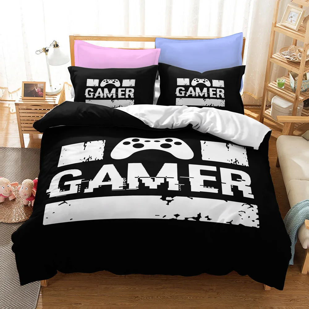 3d Digital Gamer Print Bedding Set Quilt Cover With Pillowcases Twin ...