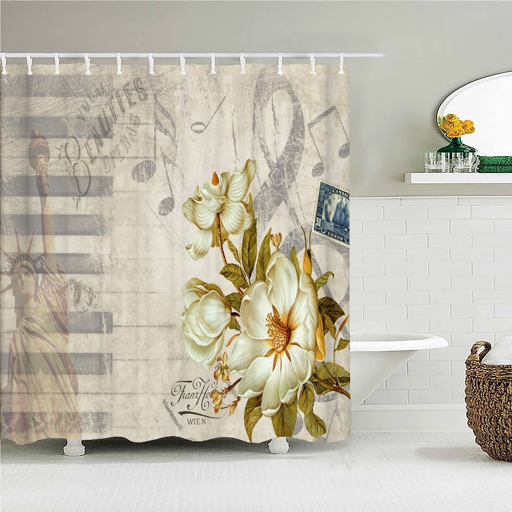 3d European Retro Style Printed Shower Curtain Waterproof Bathroom ...
