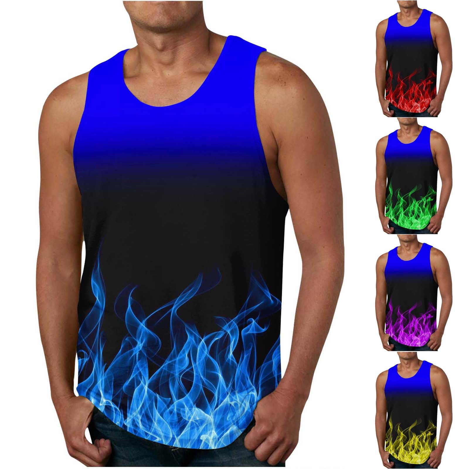3d Flame Tank Top Men,Summer Sportstank Tops for Men,Cool Gradient ...