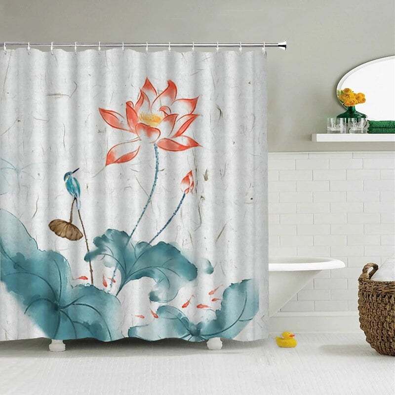 3d Flower Pattern Shower Curtains Waterproof Bathroom Curtain With Bath ...