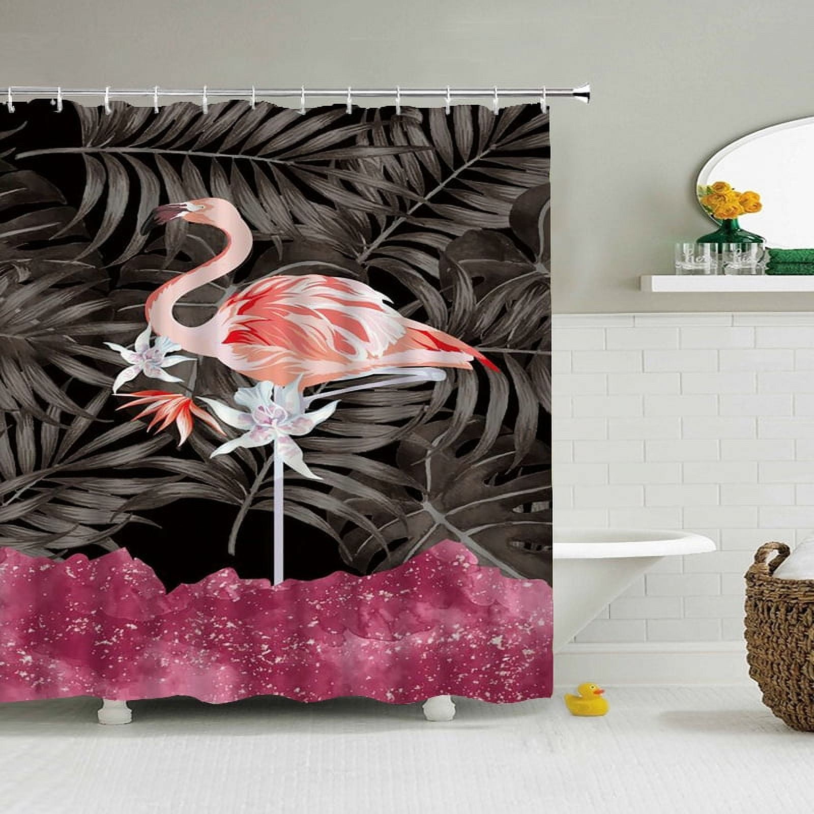 3d Flower Pattern Shower Curtains Waterproof Bathroom Curtain With Bath ...