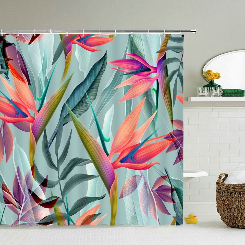 3d Flower Plant Blossom Lavender Shower Curtains Bathroom Curtain