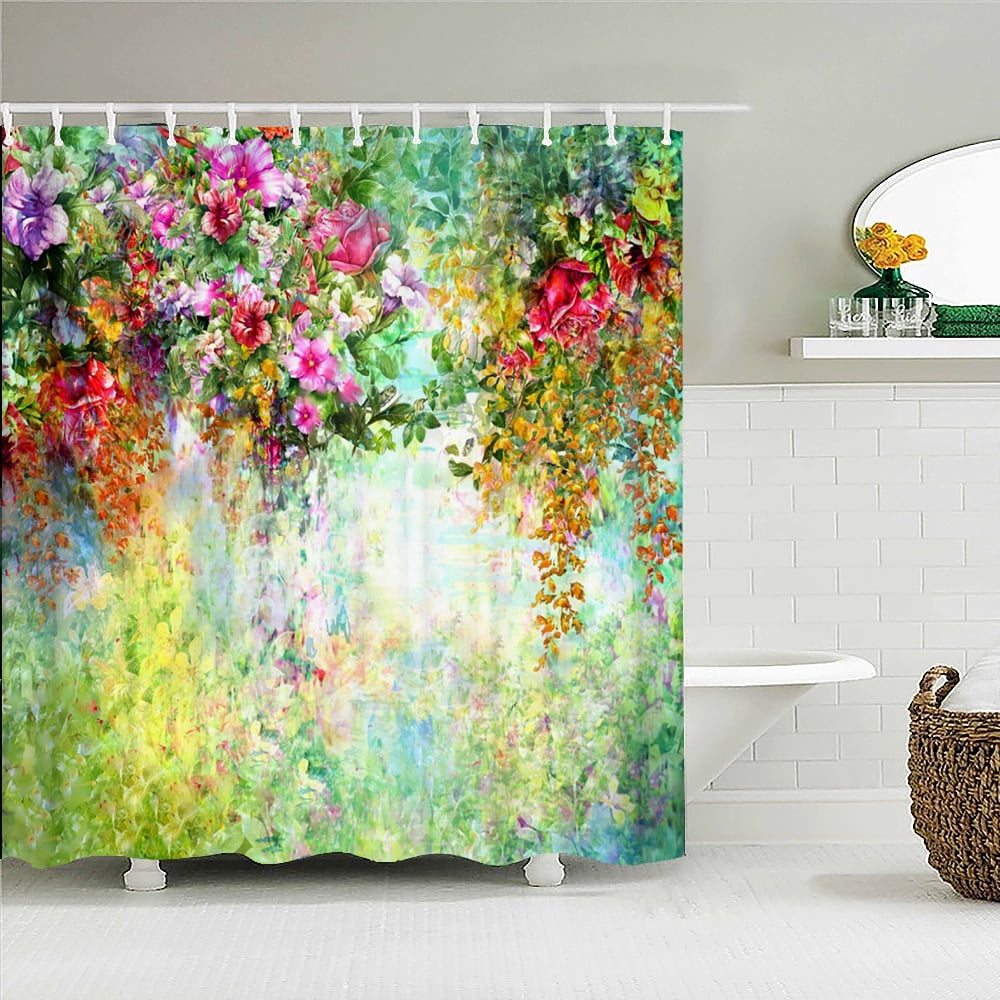 3d Flowers Pattern Shower Curtains Bathroom Curtain 180*180cm ...