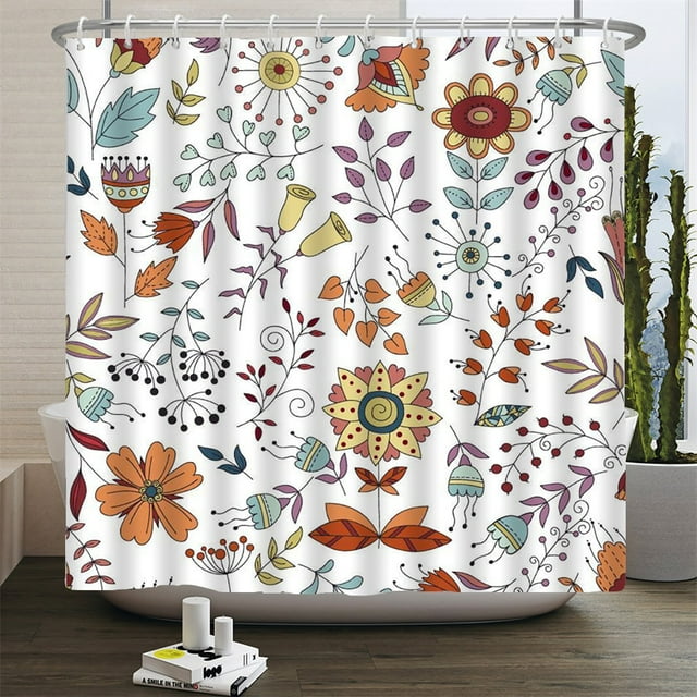 3d Flowers Shower Curtains Bathroom Waterproof Bathroom Curtains With ...