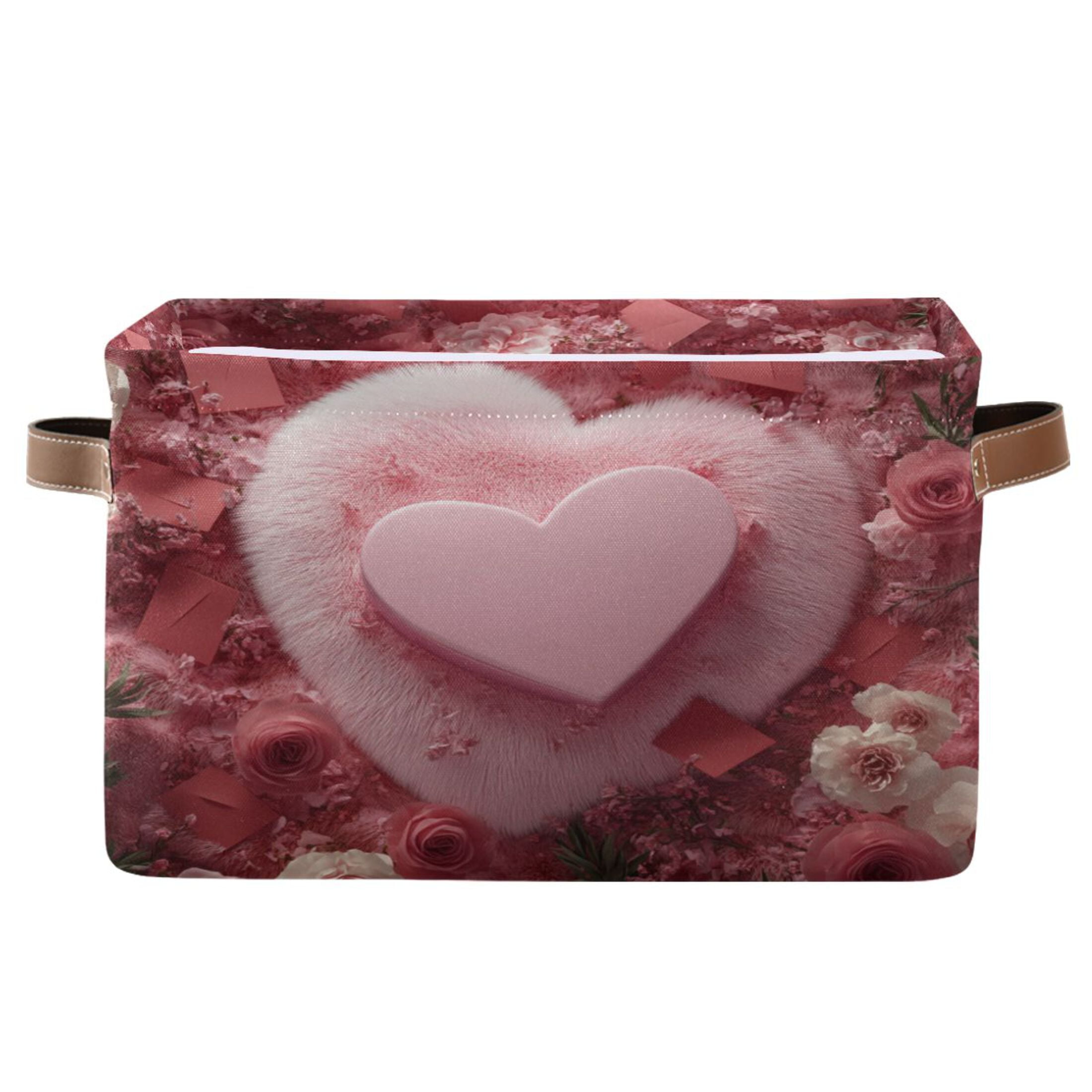 3d Heart-shaped Gift Box Foldable Storage Basket,Canvas Fabric Foldable ...