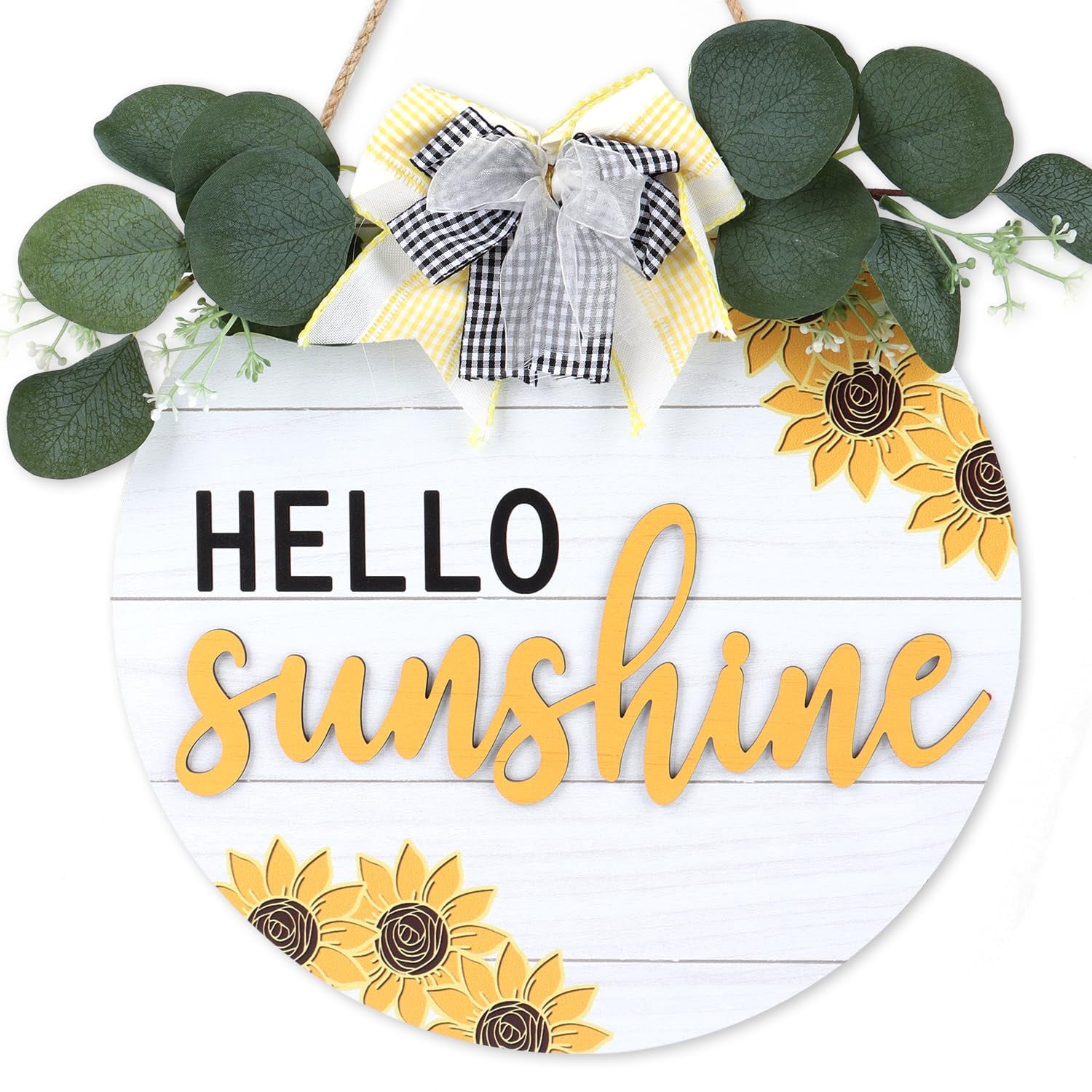 3d Hello Sunshine Summer Sunflower Front Door Wreath(11.4x11.4 Inches ...