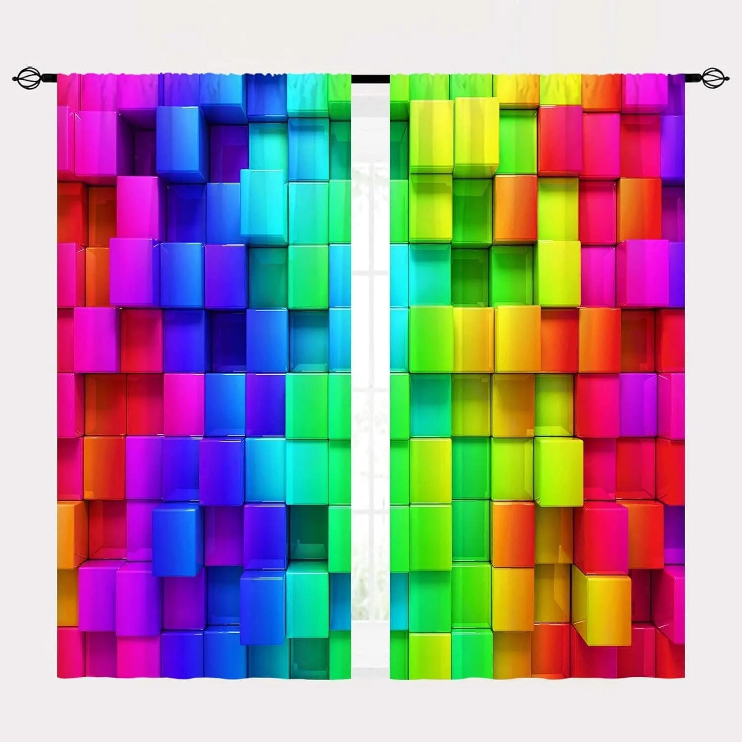 3d Illusion Brick Block Contour Display Modern Dazzling Colorful 2 ...